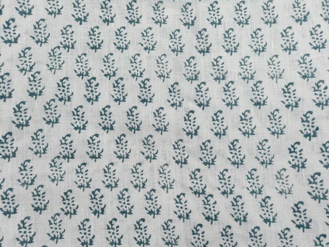 Block Print Linen Fabric, Handblock Print, for Home Decor, Modern ...