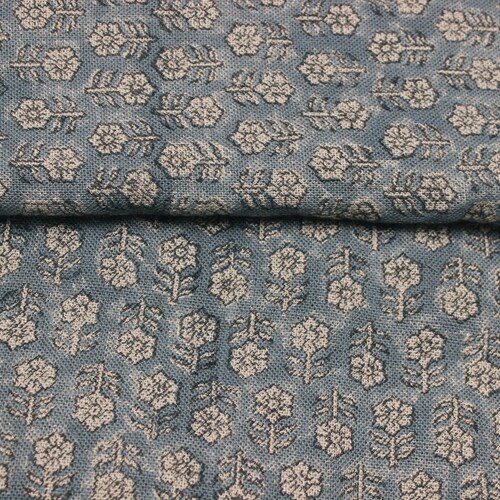 Handloom Linen Block Print Thick Linen Fabric Brown Floral - Etsy