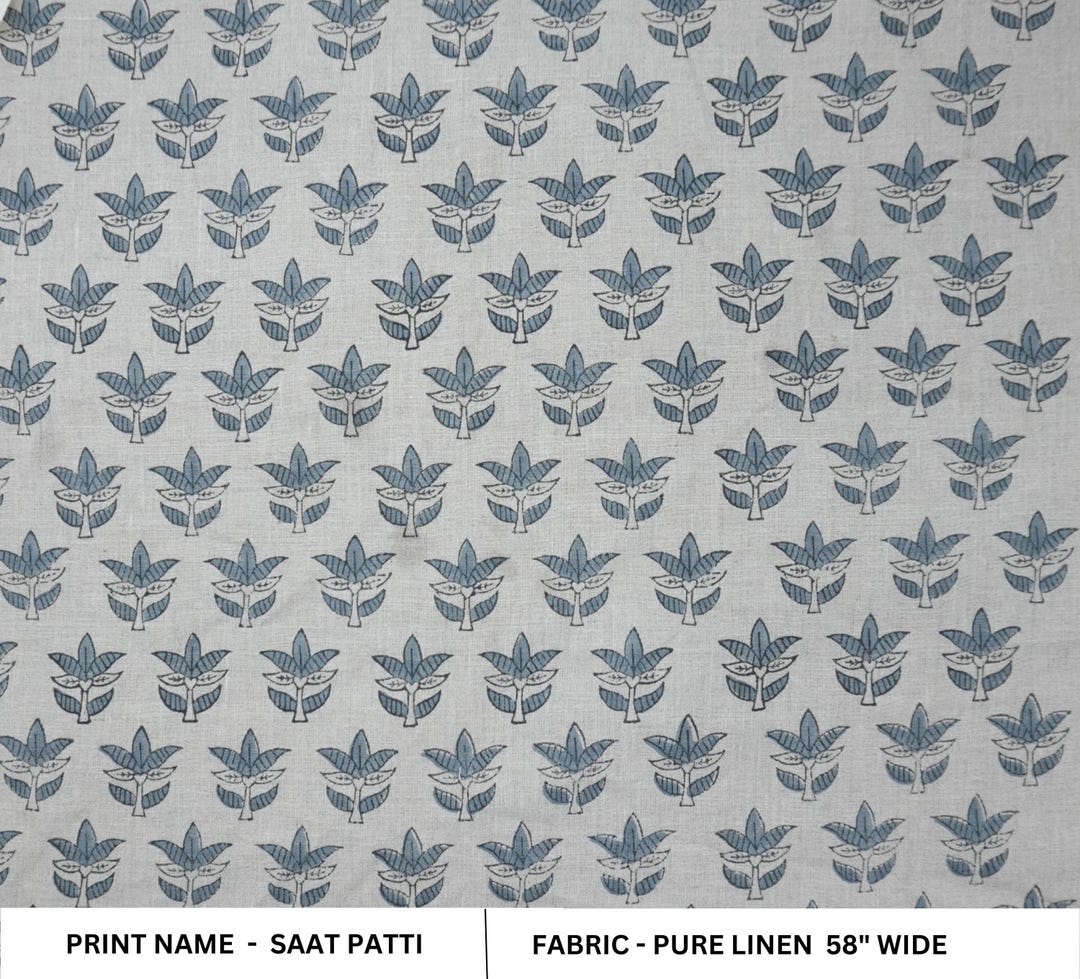 Block Print Linen Fabric, Indian Decorative Hand Made Print Pure Linen ...