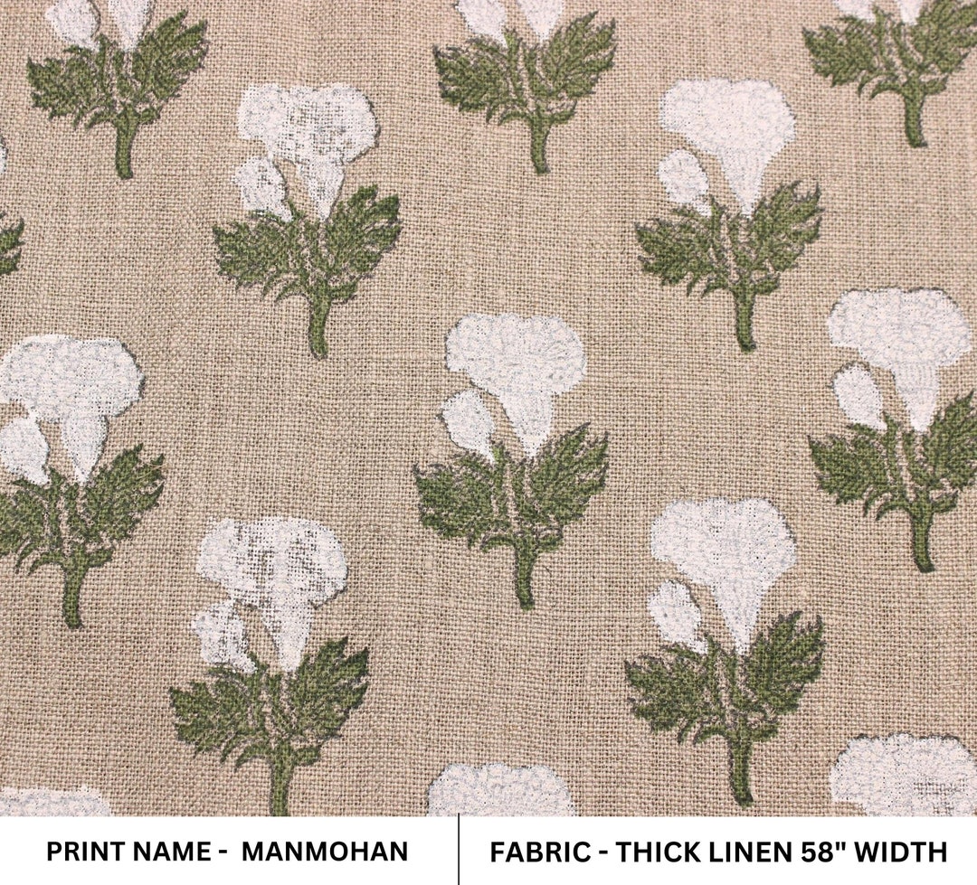 Thick Linen 58 Wide, Block Print Fabric, Indian Fabric, Linen Block ...