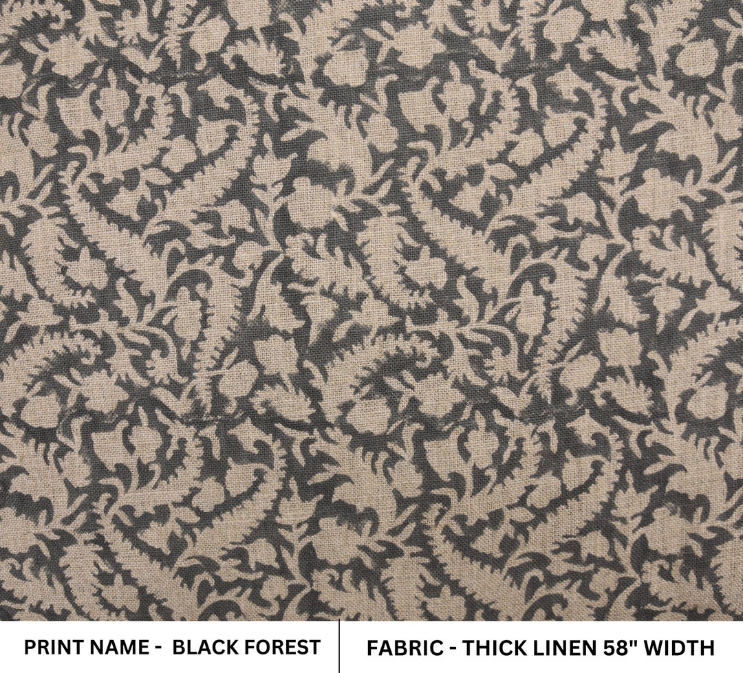 Thick Linen 58" Wide, Indian Block Print Cushion Cover, Handmade Sofa ...