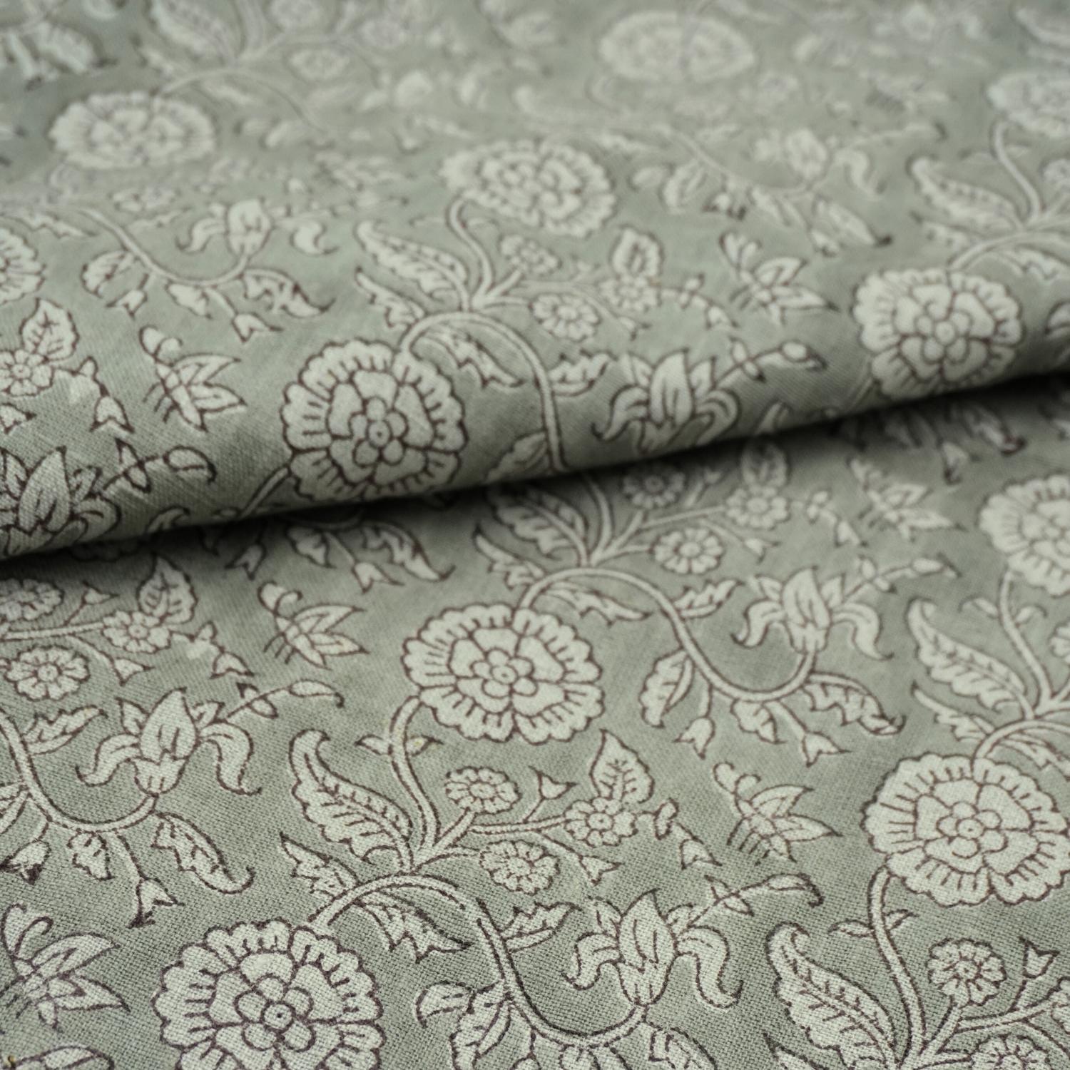 Linen Block Print Fabric Upholstery Fabric by the Yard Floral Block ...