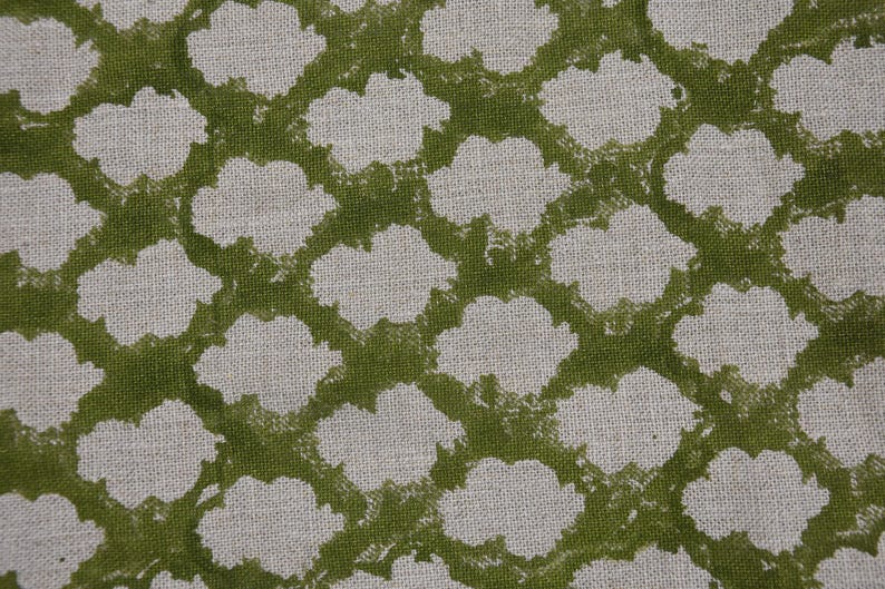 Block Print Pure Linen 58" Wide, Handloom Indian Fabric, Linen Napkins ...