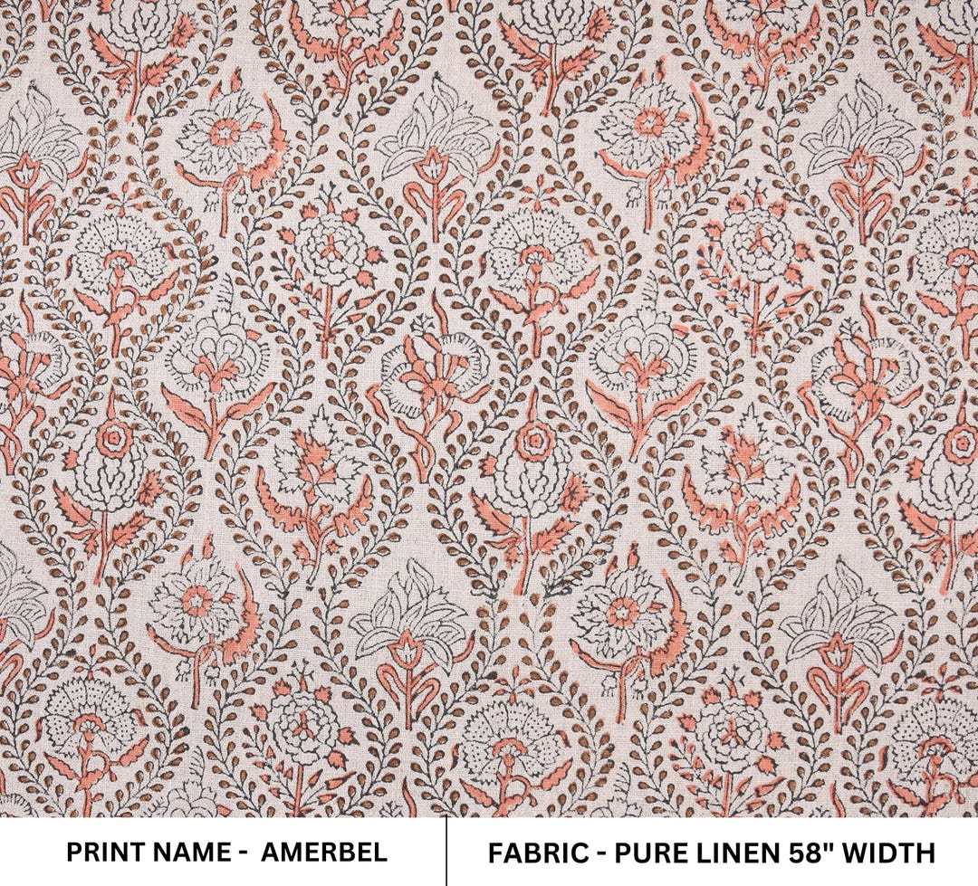 Pure Linen 58" Wide, Block Print Indian Cushion Cover, Decorative ...