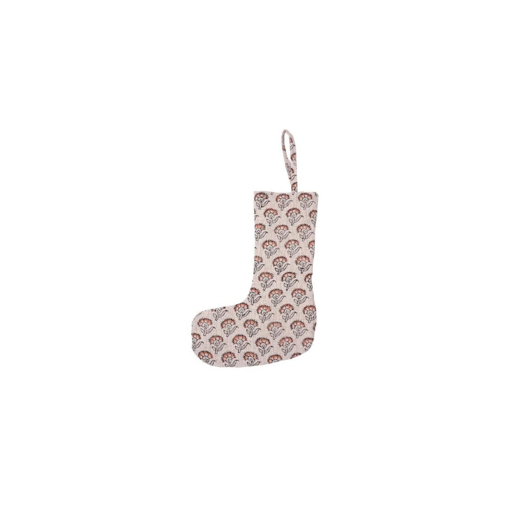 Handcrafted Holiday Stocking Block Printed Home Décor Neutral Christmas ...