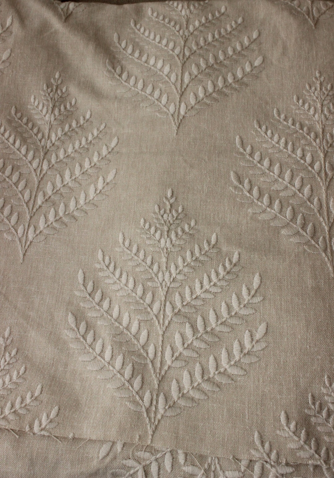 Leaf Pattern Embroidered Fabric, Floral Linen Embroidered Fabric for ...