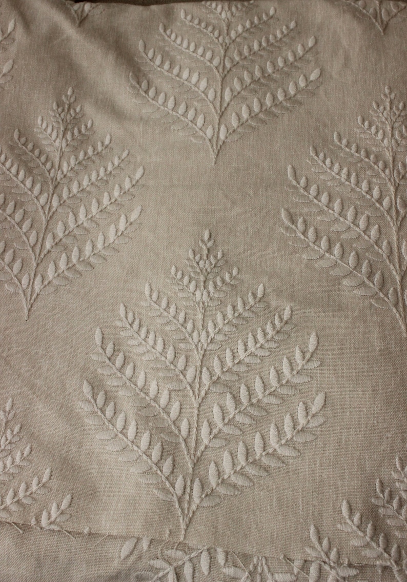 Leaf Pattern Embroidered Fabric, Floral Linen Embroidered Fabric for ...
