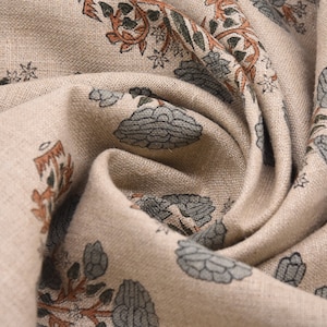 Thick Linen 58" Wide Indian Hand Block Floral Print, Windowpane, Hand ...