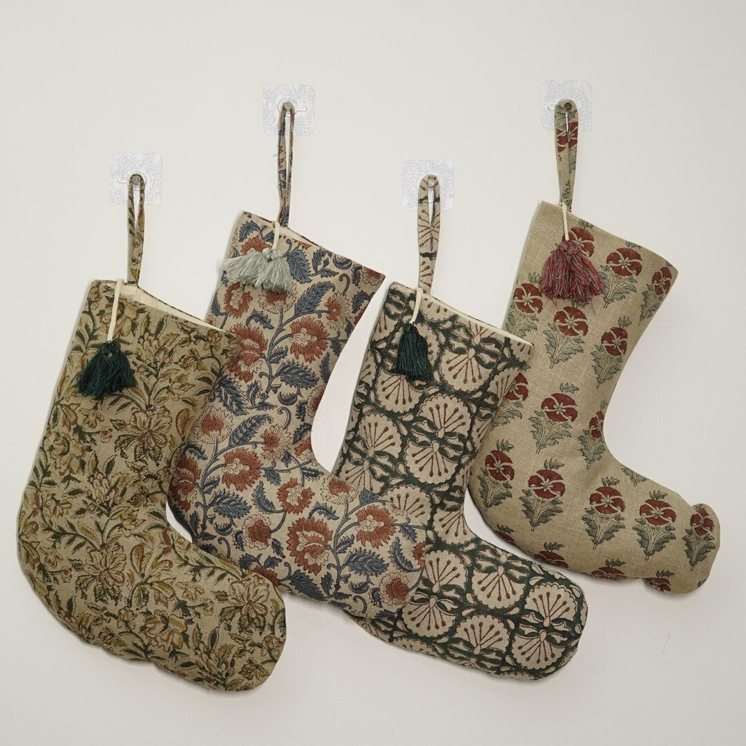 Christmas Stockings, Home Decor, Modern Farmhouse Stockings, Hand Block ...