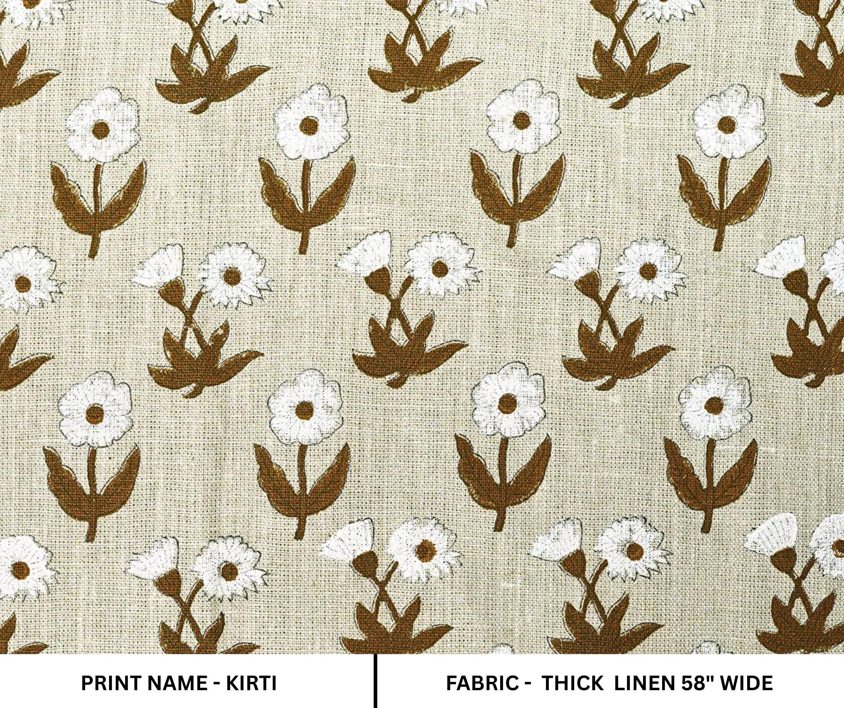 Hand Block Print, Thick Linen 58" Wide, Floral Handmade Art, Indian ...