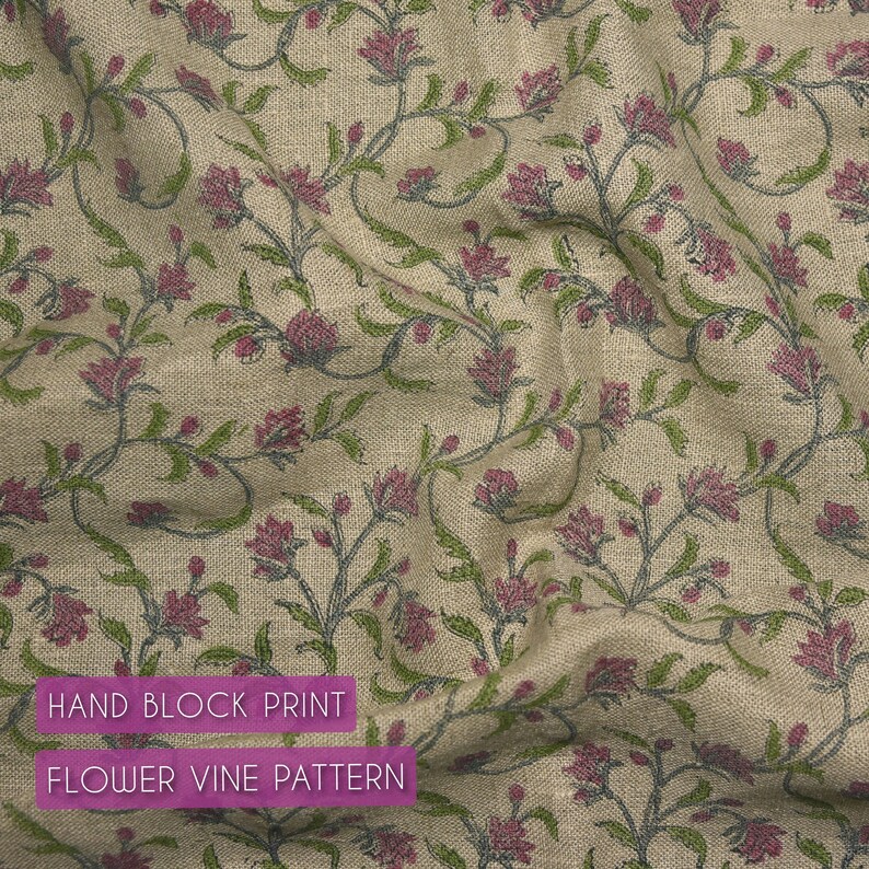 PUSHP-VARSHA Floral Linen Fabric Indian Block Print Hand - Etsy