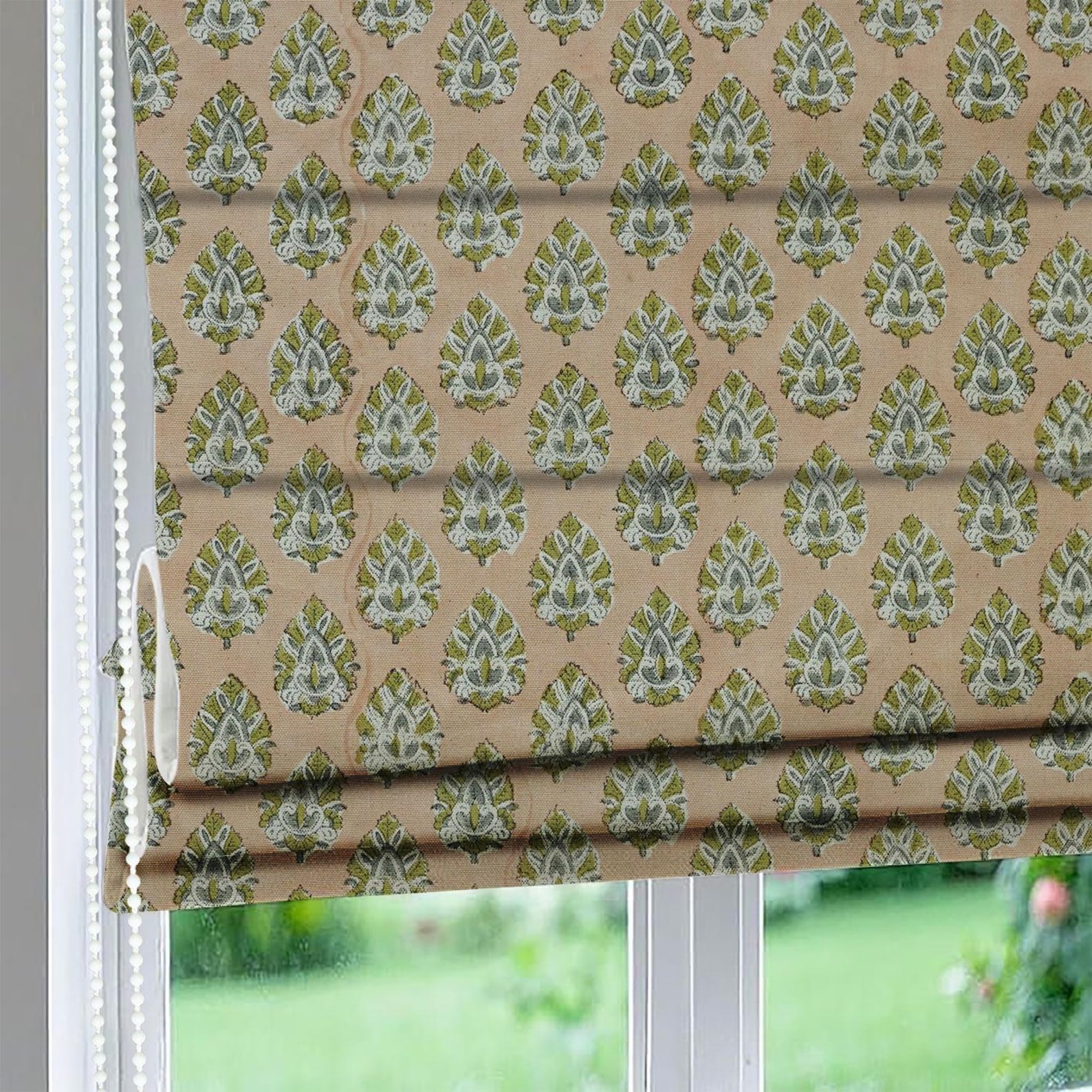 Block Print Window Covering, Handmade Fabric Roman Shade, Blackout ...