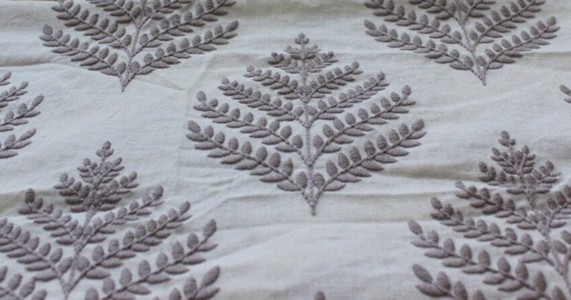 Elegant Nature-inspired Leaf Design Embroidery Fabric for Home Decor ...