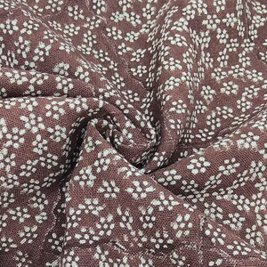 OLA-VRISHTI, Chocolate Brown Block Print Linen Fabric, Fabric by the ...