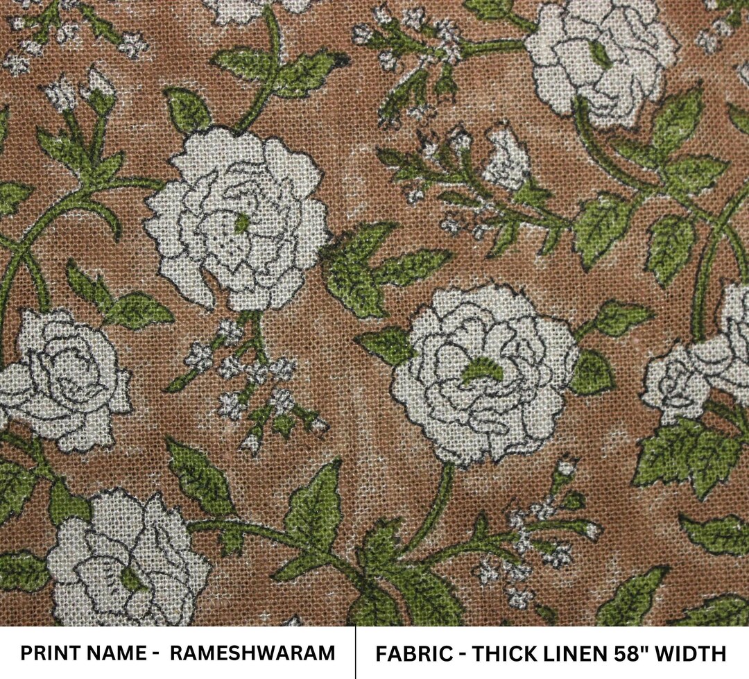 Thick Linen 58" Wide, Hand Block Print Pillow Cover, Thick Linen ...