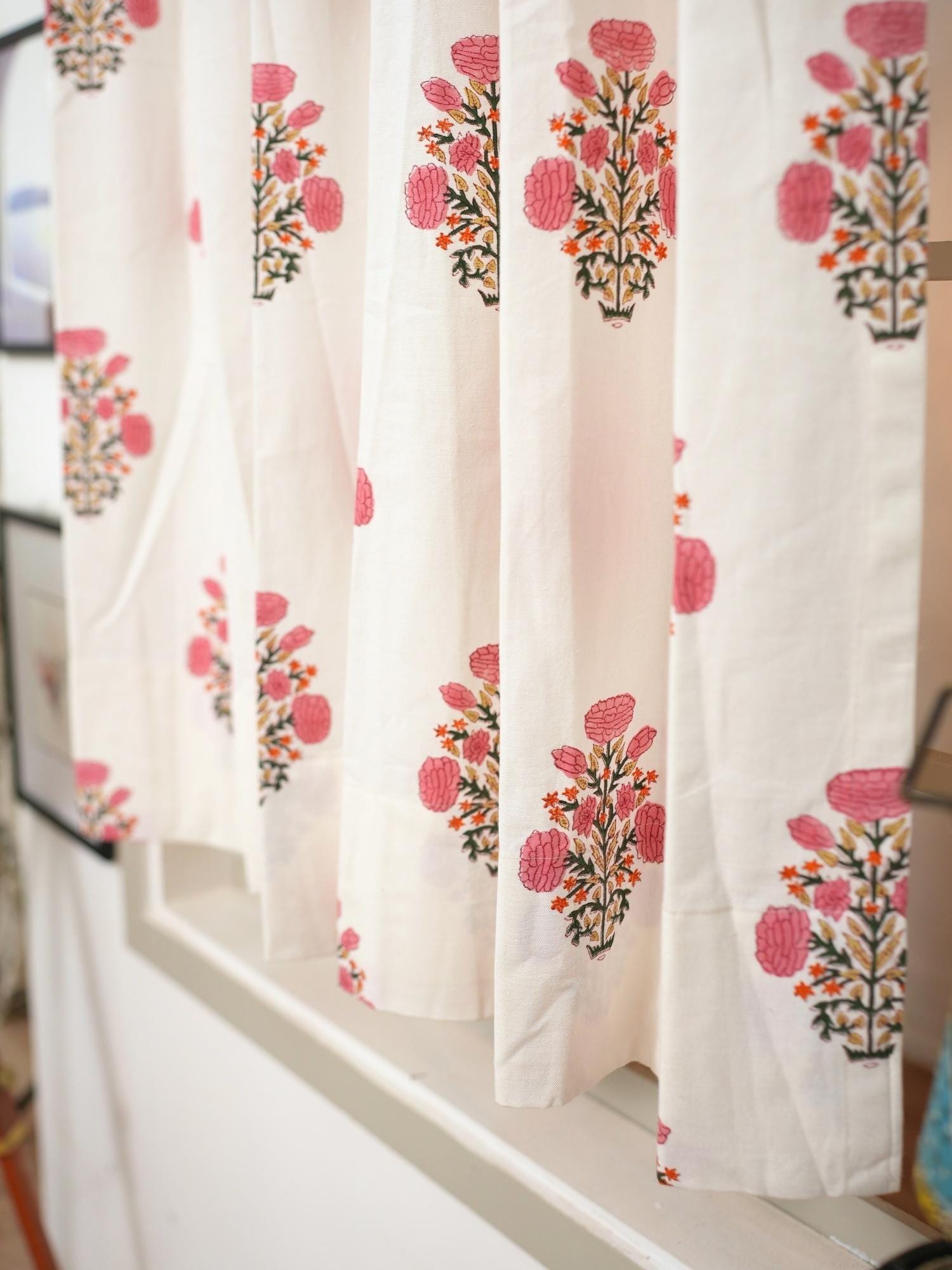 Hand Block Print Curtain Indian Block Printed Ring Curtain Boho Floral ...