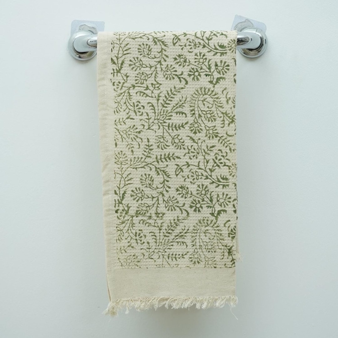Hand Block Print Cotton Hand Towel, Set of Hand Towel, Natural Cotton ...