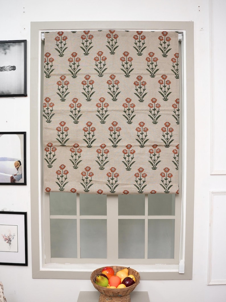 Thermal Insulated Roman Shade Stylish and Cozy Natural Fabric Roman ...