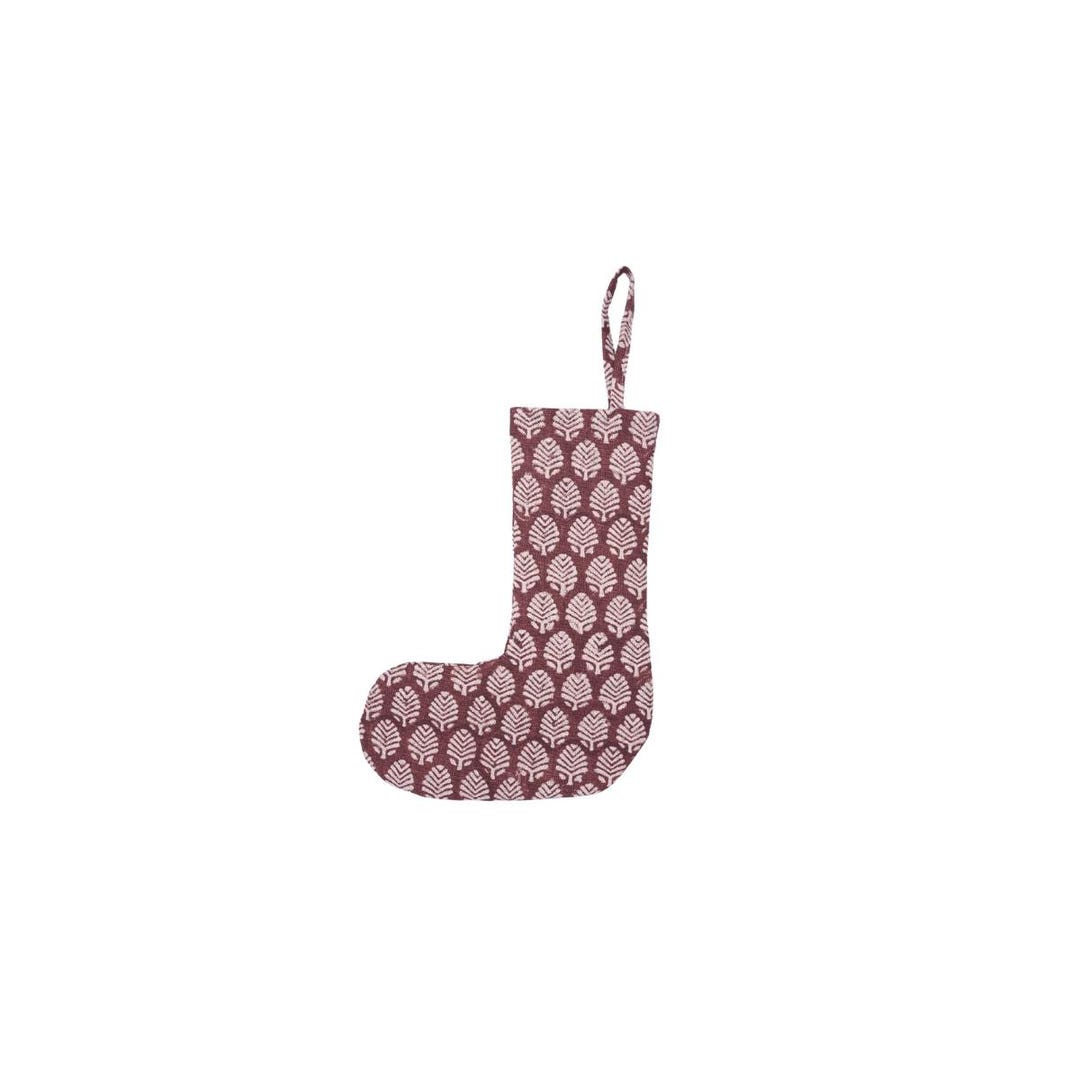 Handmade Block Printed Christmas Stocking Neutral Holiday Decor Neutral ...