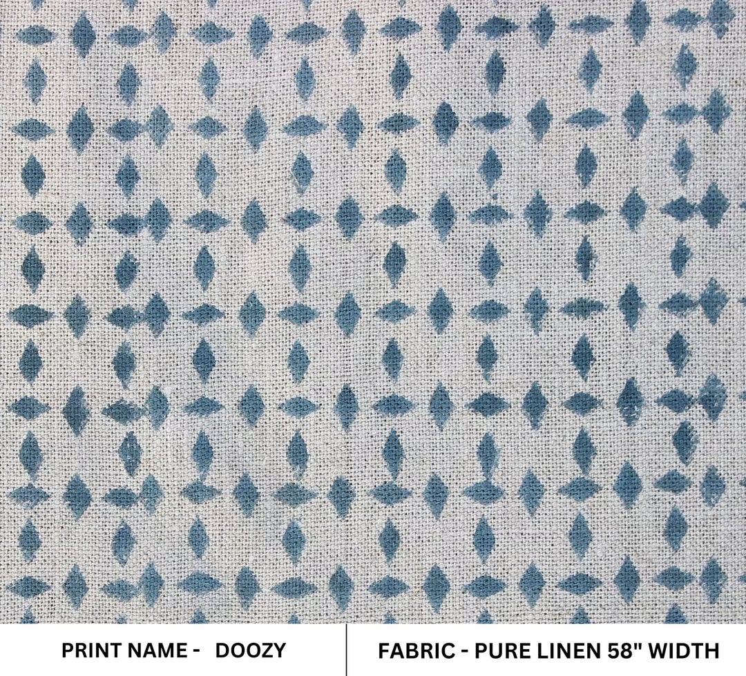 Pure Linen 58 Wide, Hand Block Print, Indian Fabric, Pillow Fabric ...
