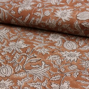 Block Print Thick Linen 58 Wide, Indian Fabric, Floral Printed Custion ...