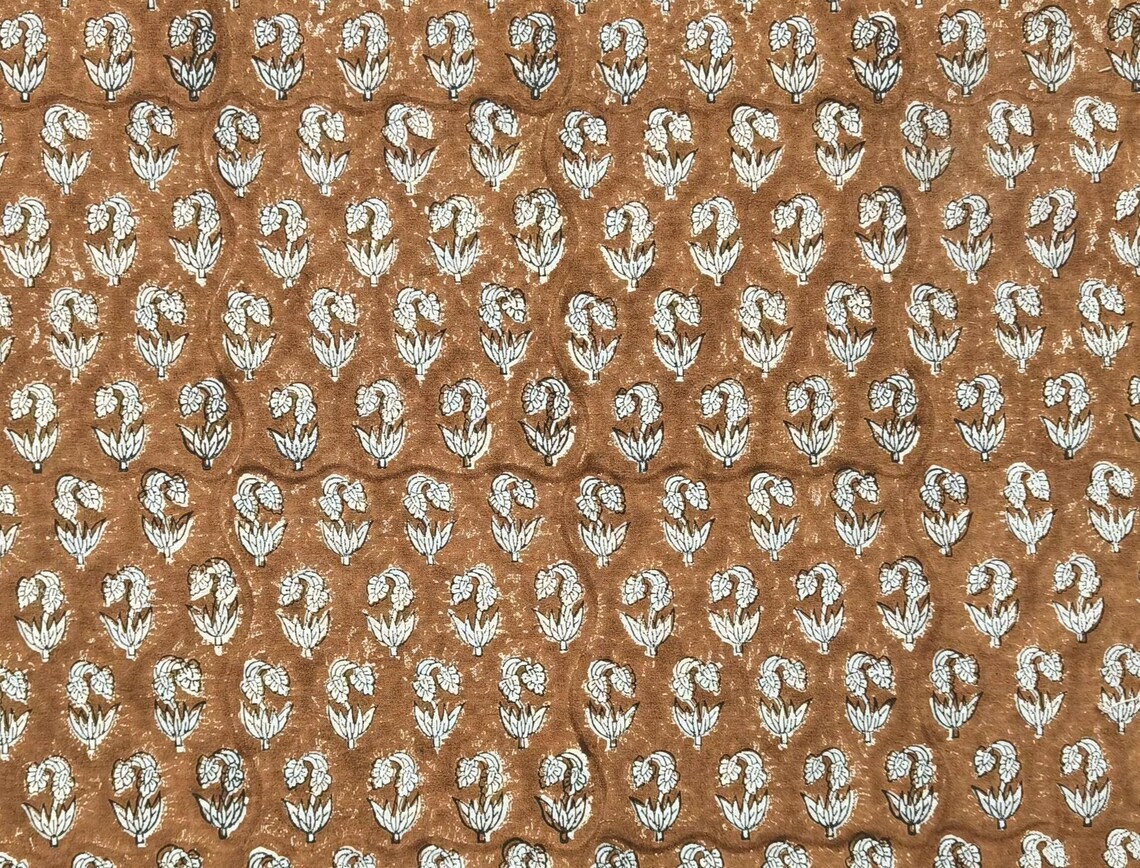 SUPER STAR-MUSTARD|| 100% Linen Hand Block Print - Floral Hand Block ...