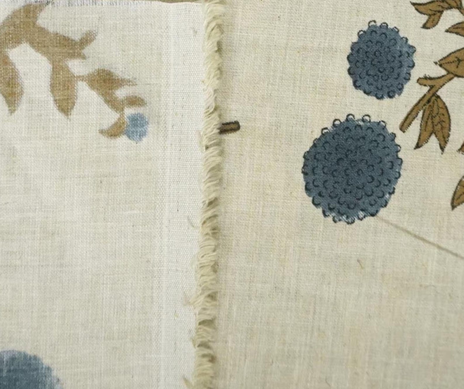 Linen Blend Natural 58" Wide, Hand Block Print Indian Fabric, Linen ...