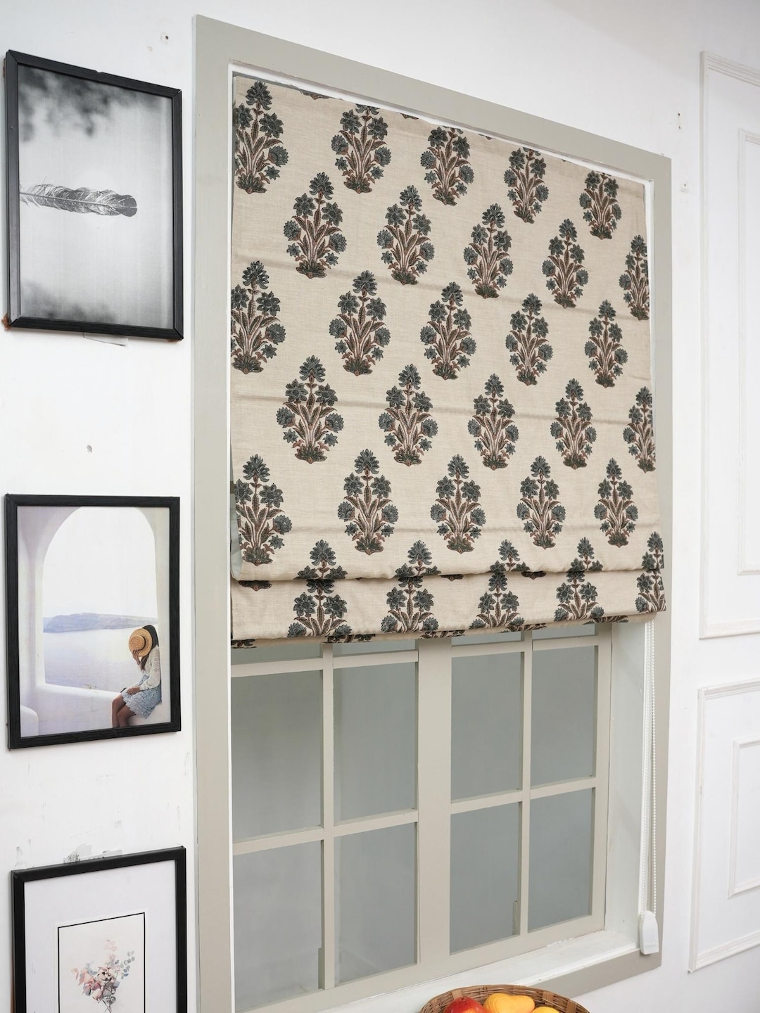 Linen Roman Shade With Blackout Lining Custom Handcrafted Cotton Roman ...