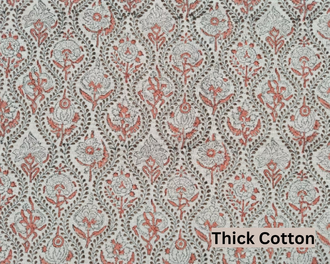 AMERBEL ORANGE floral Linen Block Print Fabric Indian - Etsy