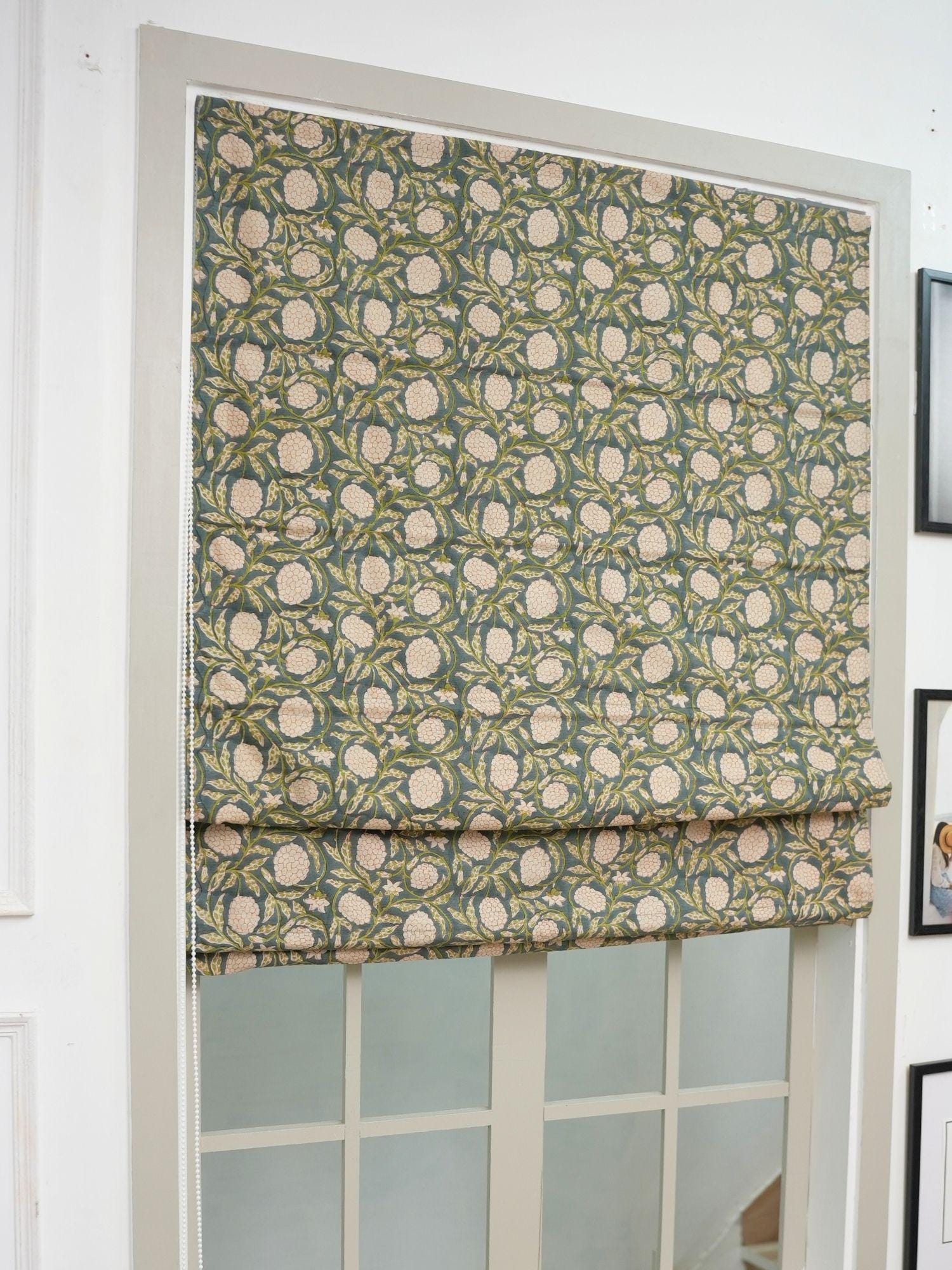 Soft Roman Shade, Farmhouse Floral Curtain, Blackout Linen Window ...