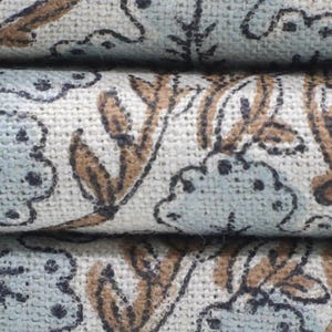 Block Print Cushion Fabric, Thick Linen 58" Wide, Floral Indian ...