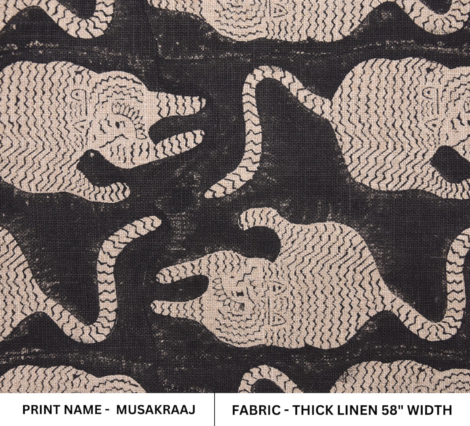 Thick Linen 58" Wide Indian Hand Block Floral Print, Fabric by the Yard ...