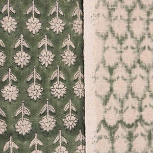 Thick Linen 58" Wide Indian Hand Block Floral Print, Fabric by the Yard ...