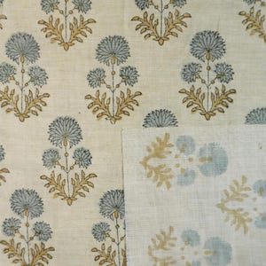 Block Print Handmade Decorative Linen Fabric, Indian Textile, Fabric by ...