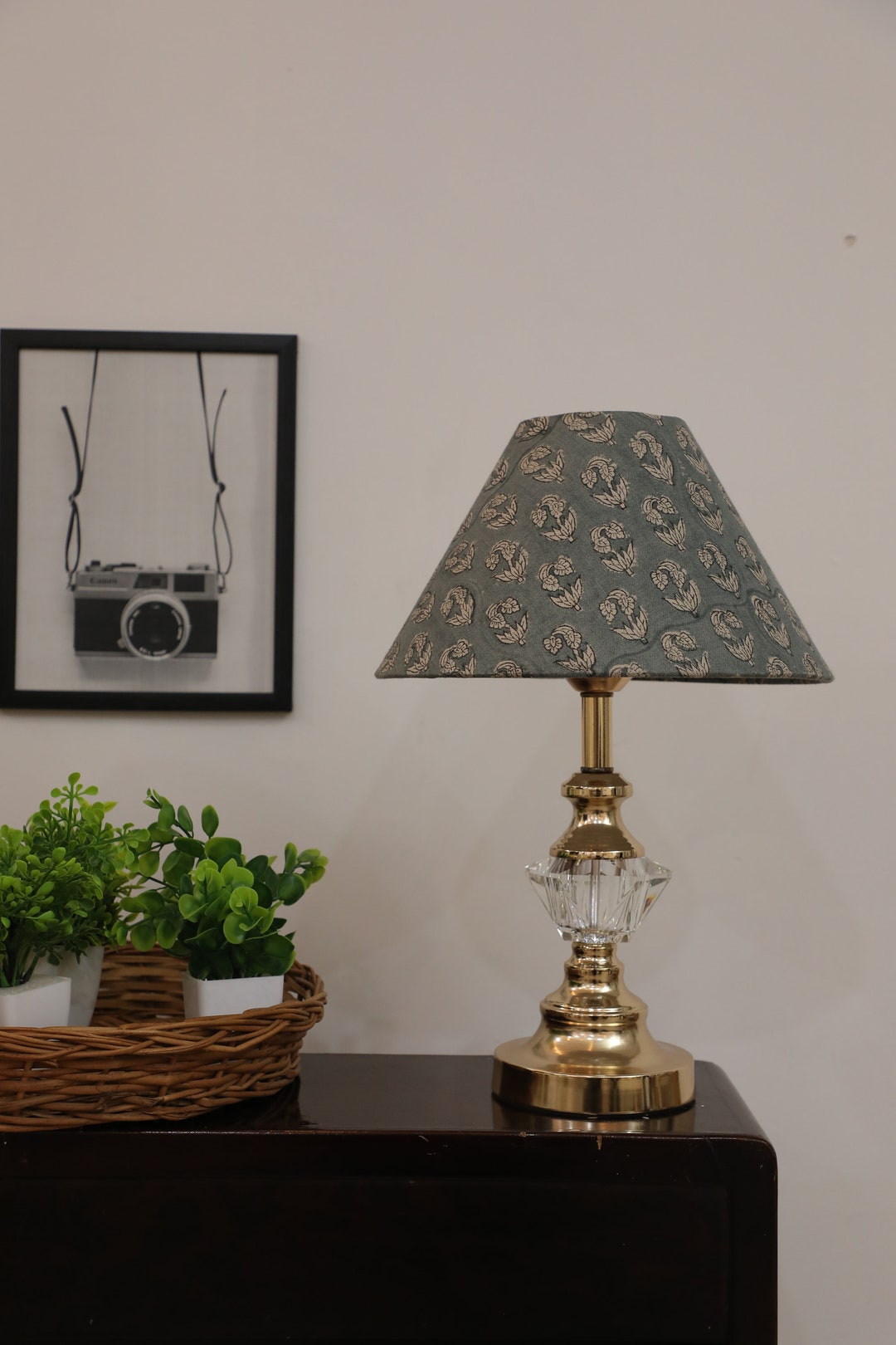 Block Print Lamp Shades Set of 2, Linen Fabric Lamp, Bedroom Lampshade ...