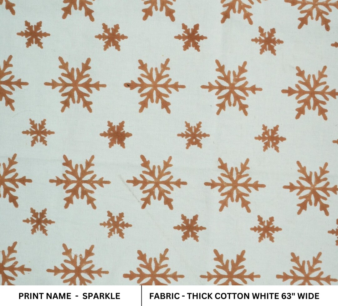 Brown Block Print Cotton Fabric, Fabric for Festive Décor, Handprinted ...
