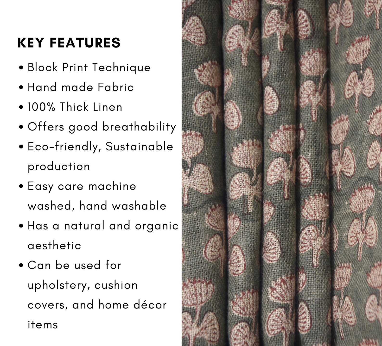 Thick Linen 58 Wide, Indian Fabric Print, Block Print Curtains, Linen ...