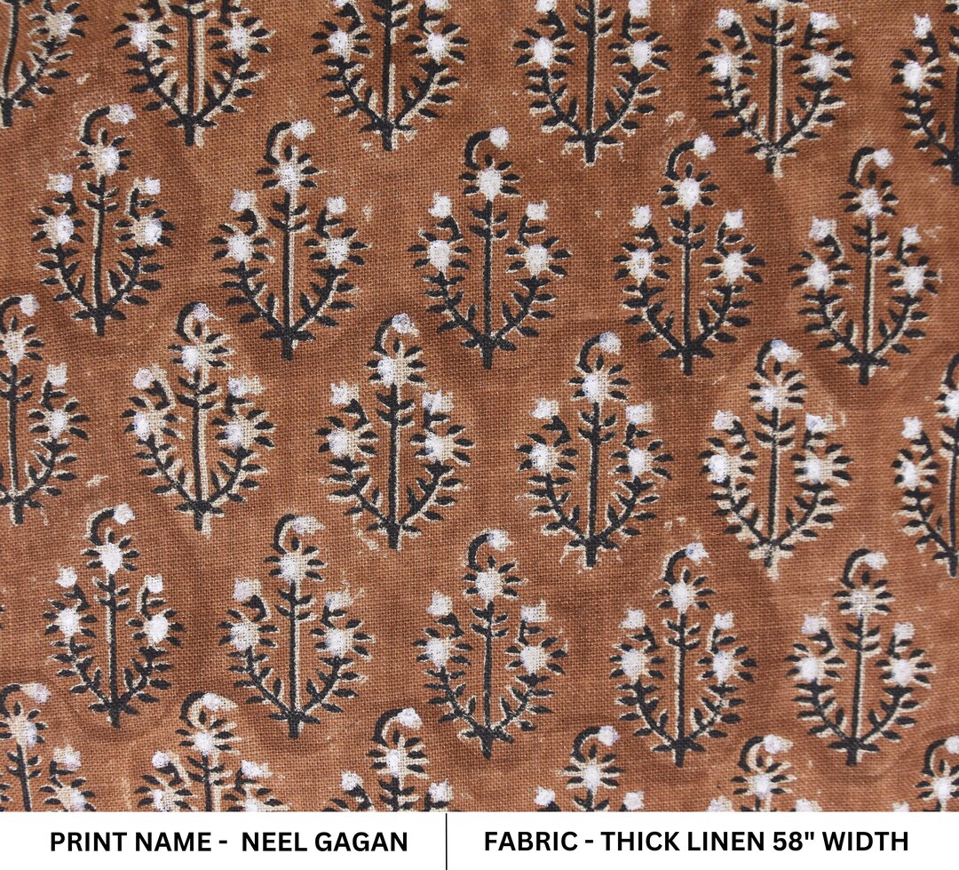 Block Print Thick Linen 58 Wide, Indian Fabric, Floral Print Pillow ...