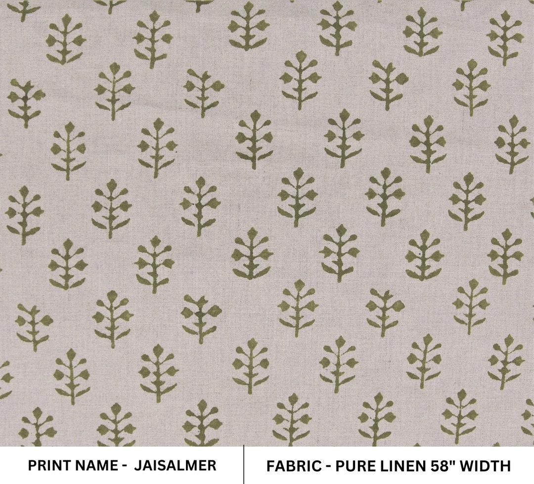 Pure Linen 58 Wide, Hand Block Print, Indian Fabric, Home Decor ...