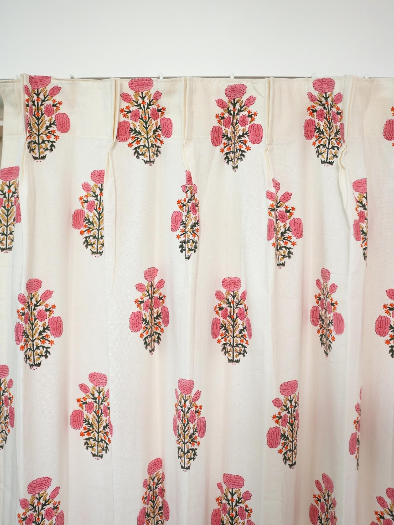 Hand Block Print Curtain Indian Block Printed Ring Curtain Boho Floral ...