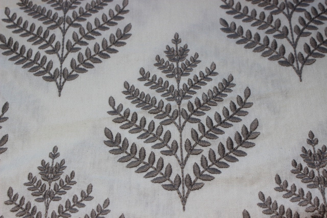 Elegant Nature-inspired Leaf Design Embroidery Fabric for Home Decor ...