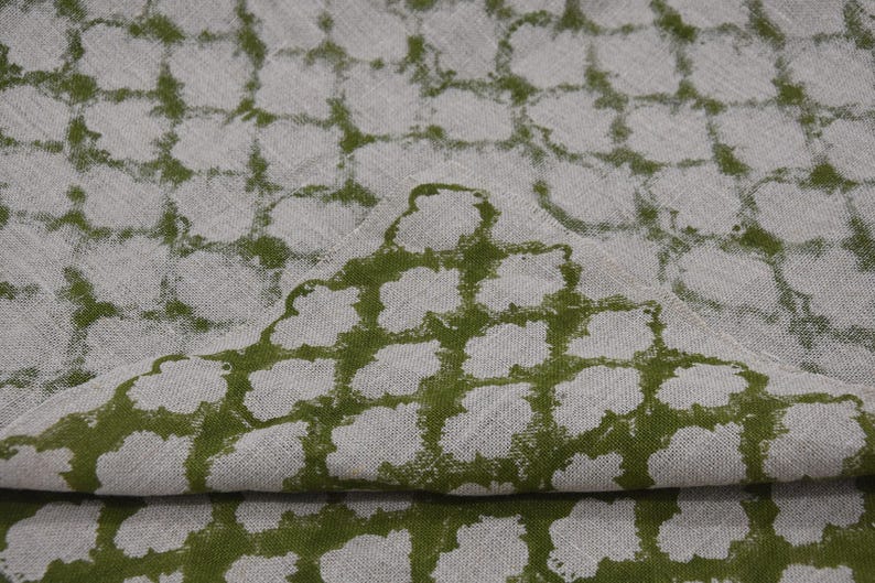 Block Print Pure Linen 58" Wide, Handloom Indian Fabric, Linen Napkins ...