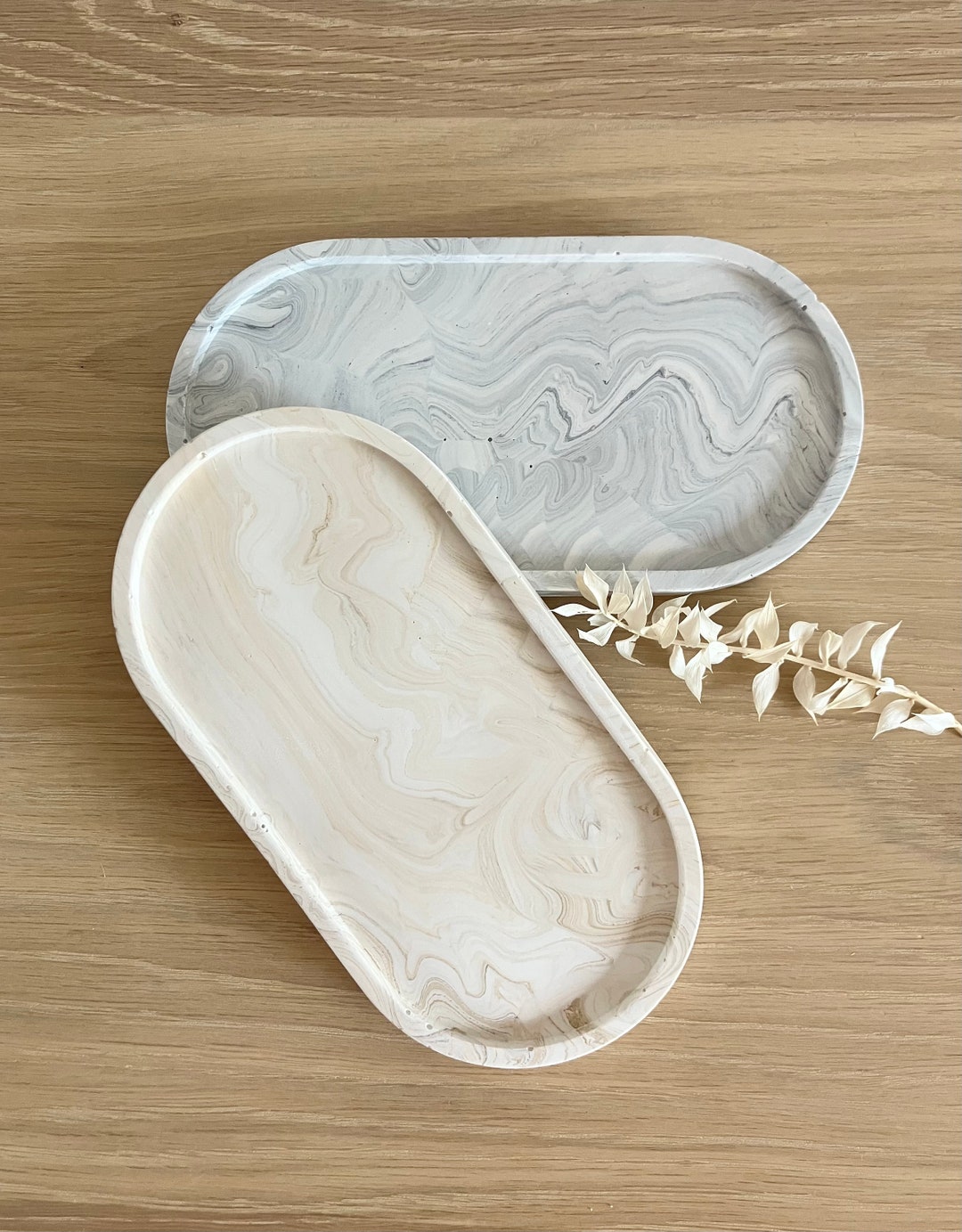 Decorative Oval Tray Candle Tray Marble Tray Trinket Tray Bathroom ...