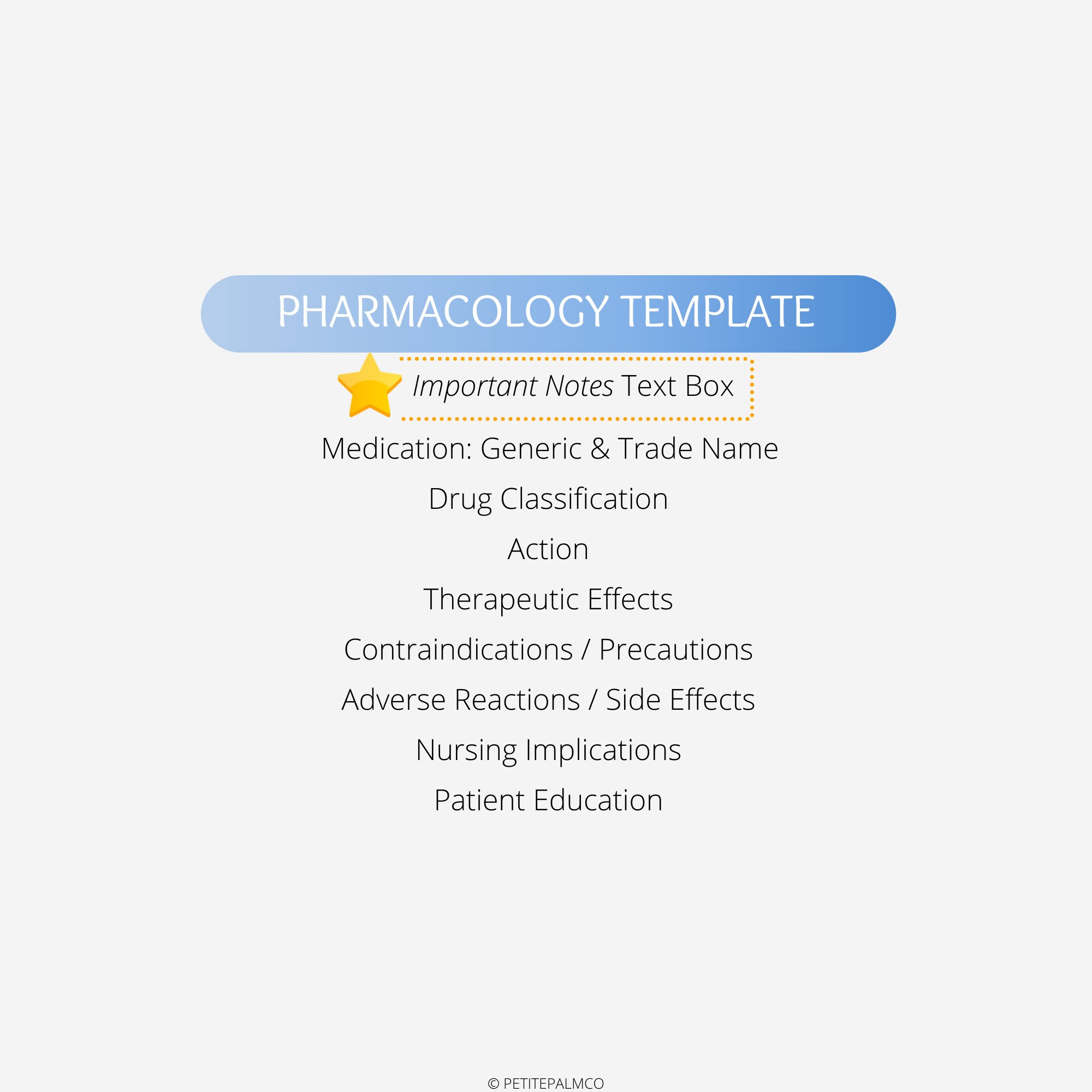 Pharmacology Study Template, Nursing School, Medication Template ...