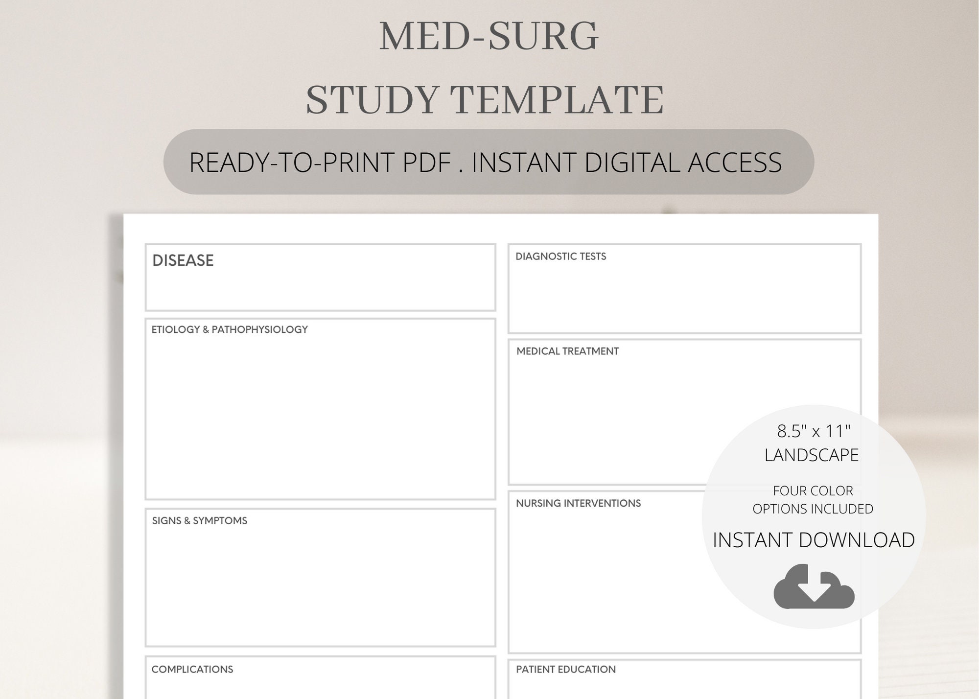 Med Surg Study Template, Pathophysiology Template, Medical Surgical Nursing, Disease Process ...