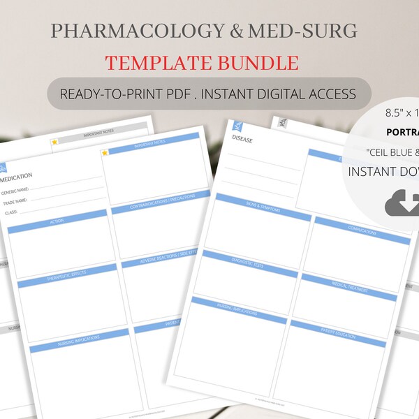 Pharmacology Template - Etsy