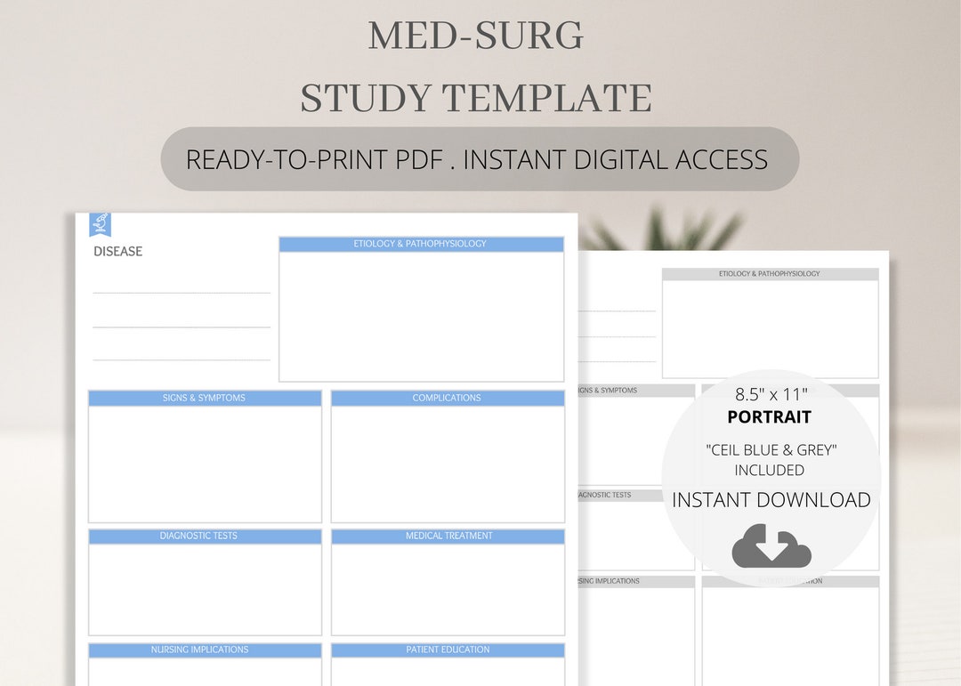Med Surg Study Template, Medical Surgical Nursing, Disease Process ...