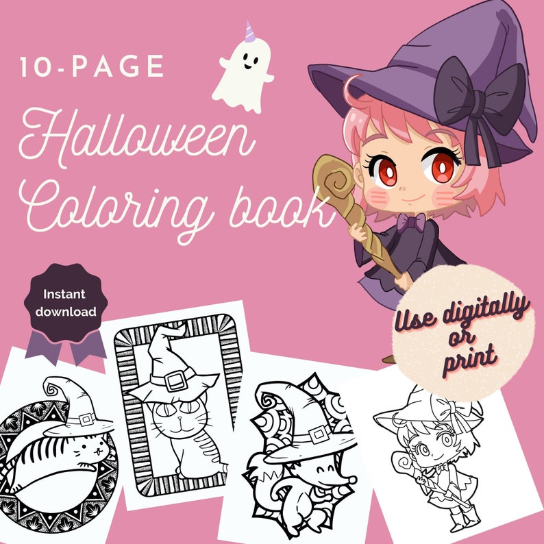 Kawaii Cute Halloween-themed Coloring Book/digital/instant - Etsy
