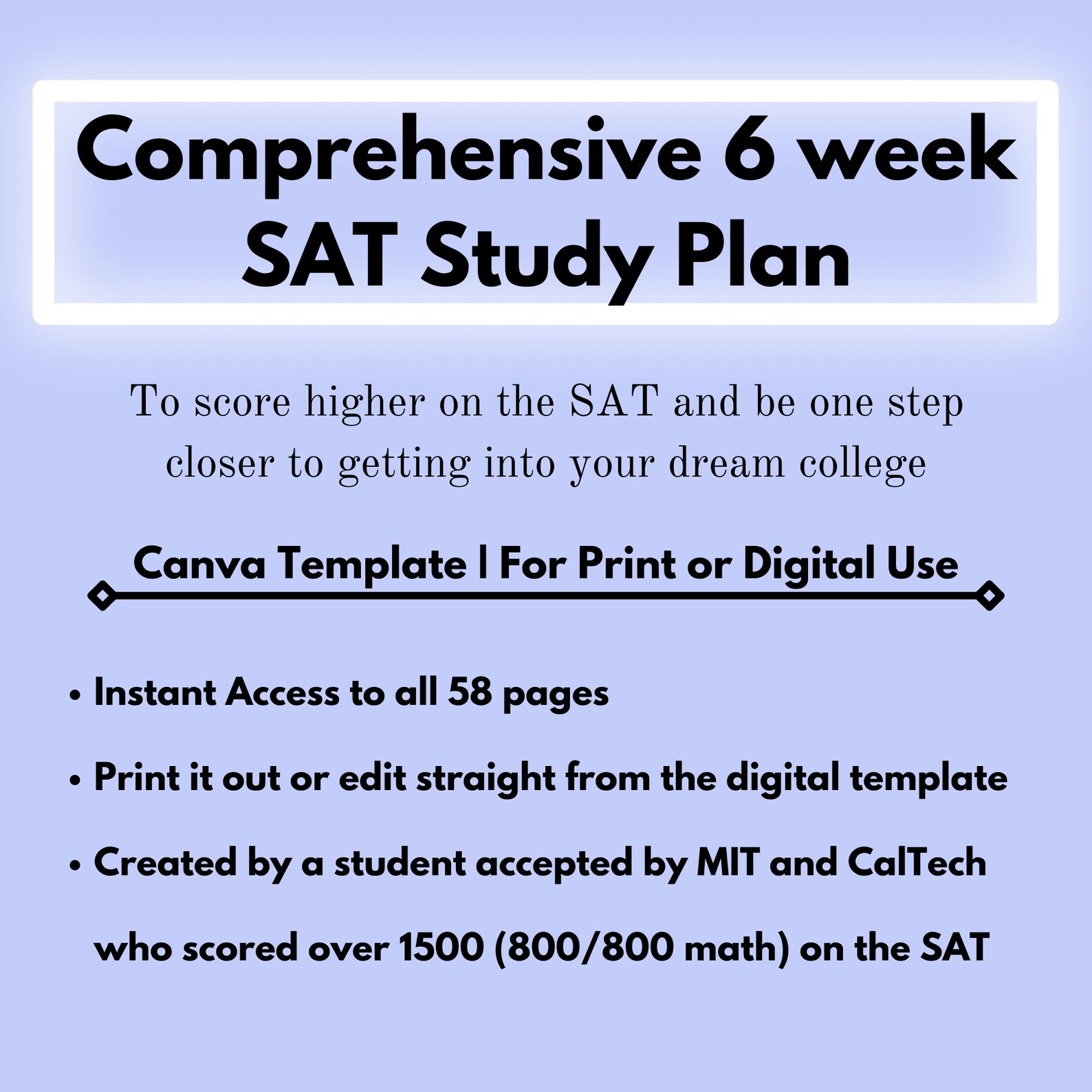 2024 Student 6 Weeks SAT Prep Study Plan | Printable SAT Study Planner | SAT Tips and Strategies ...
