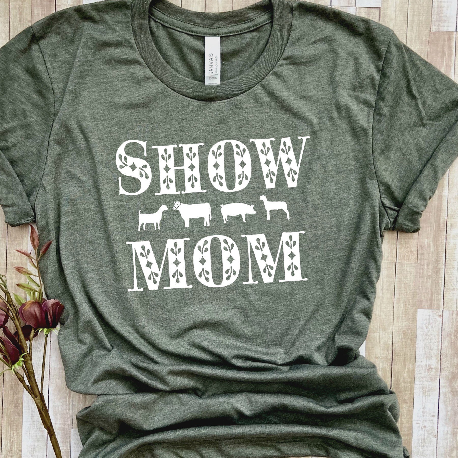 Show Mom Graphic Tee Military Green Unisex Junior Livestock Fair Animal ...